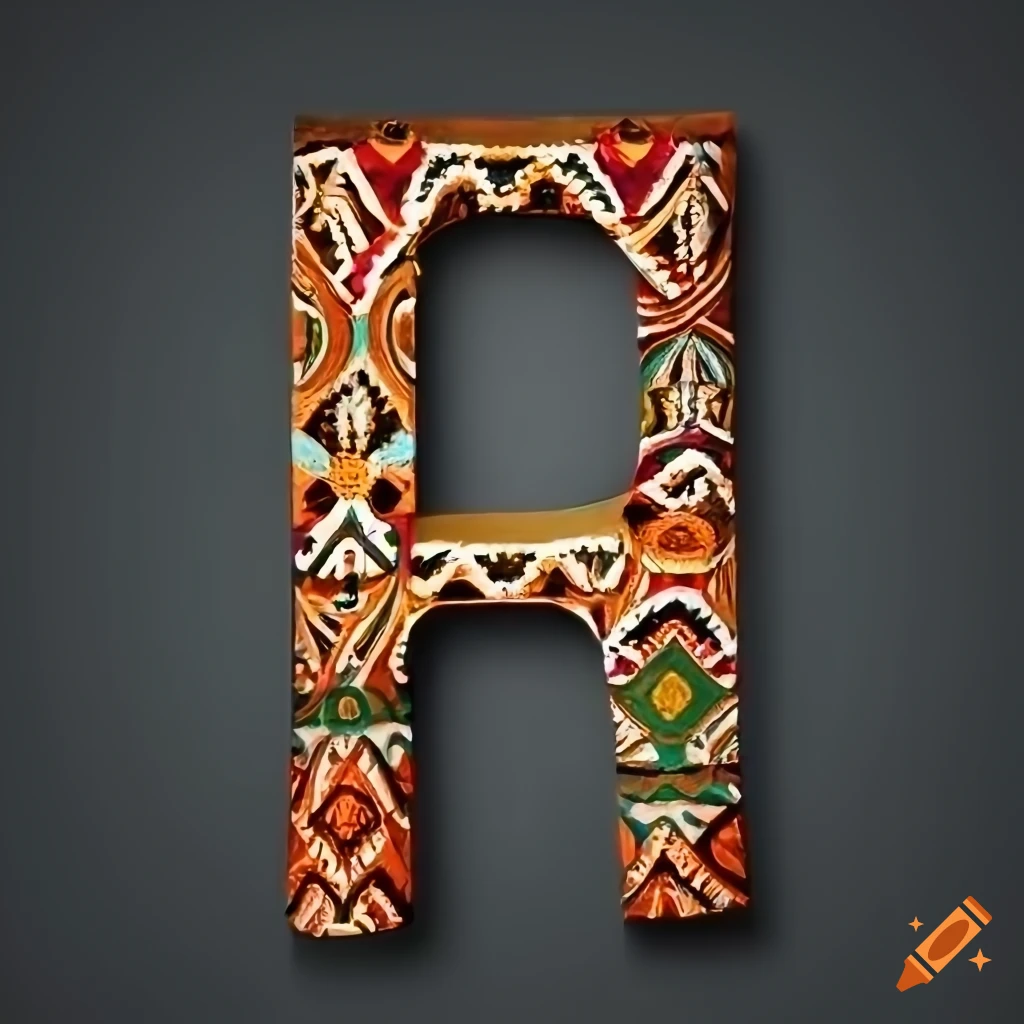 Ultra realistic letter A with African folk motifs on Craiyon