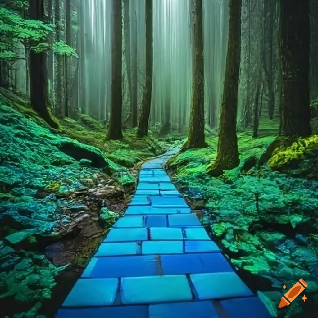 Hiking trail in a mountain forest