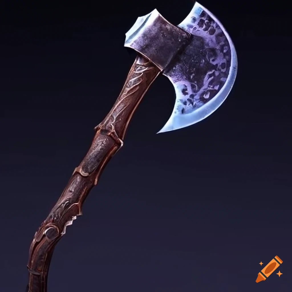 Image of a magical symmetric battle axe on Craiyon