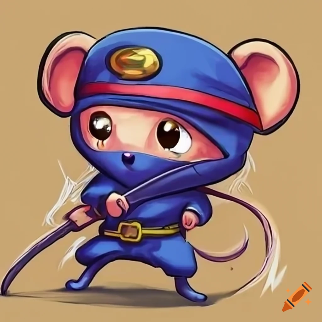 Cute ninja mouse illustration on Craiyon