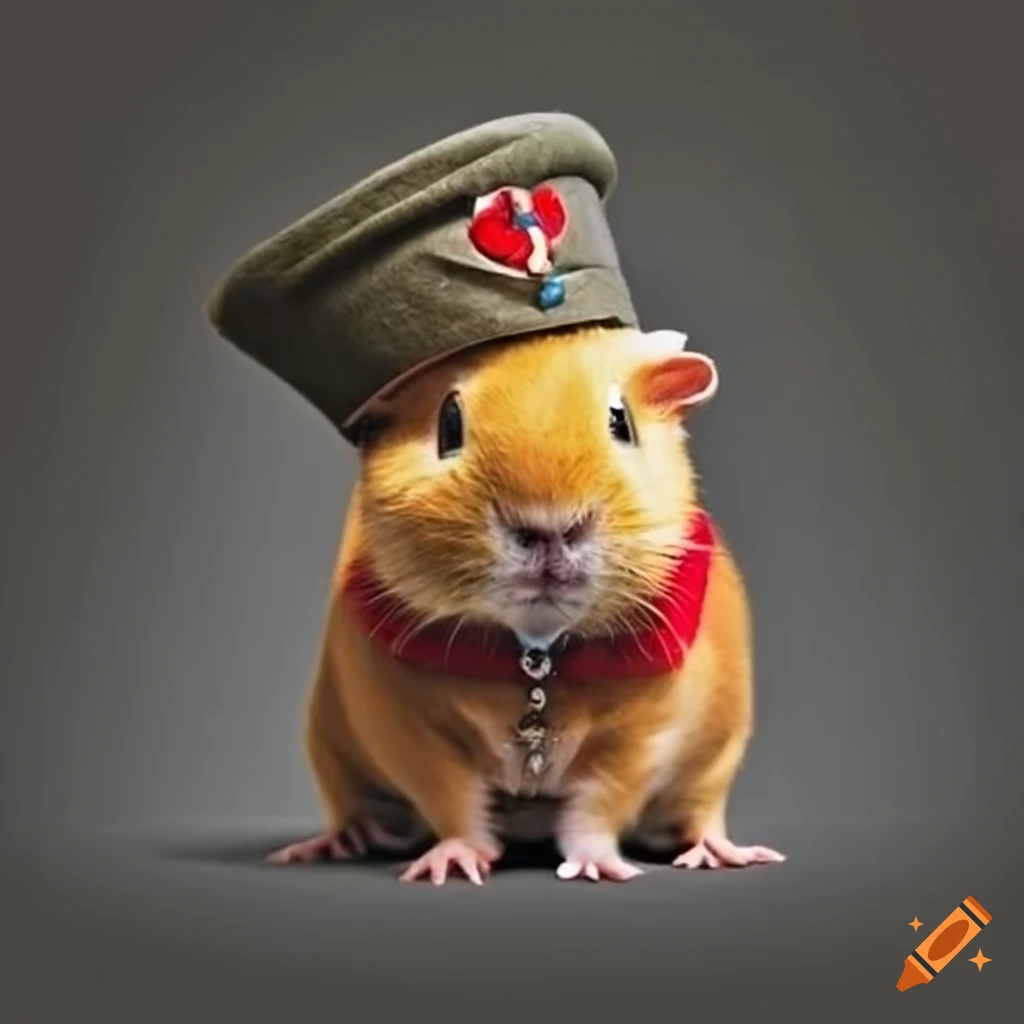 Peruvian guinea pig in military uniform on Craiyon