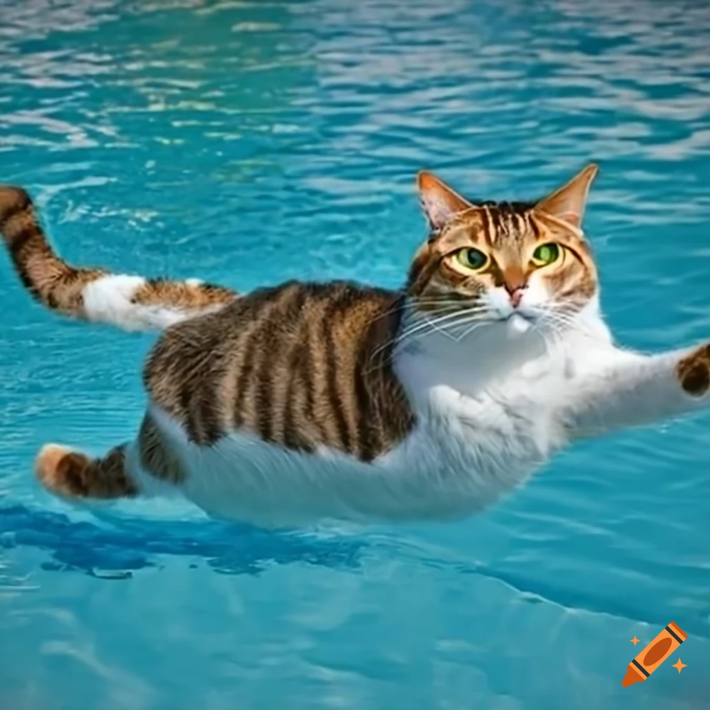 Fantasy illustration of a giant cat floating on water on Craiyon