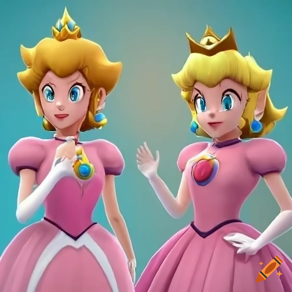 Dressing Link in Princess Peach's ballgown on Craiyon