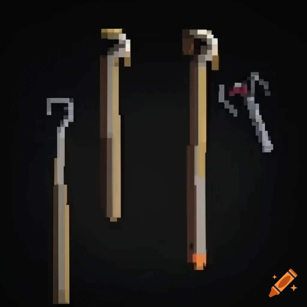 Realistic pixel art of lock picking tools on Craiyon
