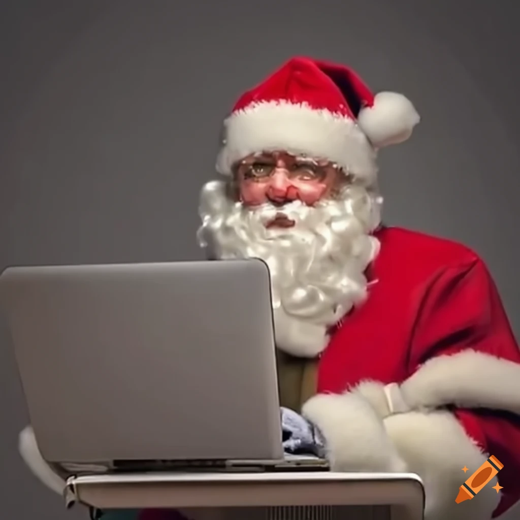 Santa claus using a laptop on Craiyon