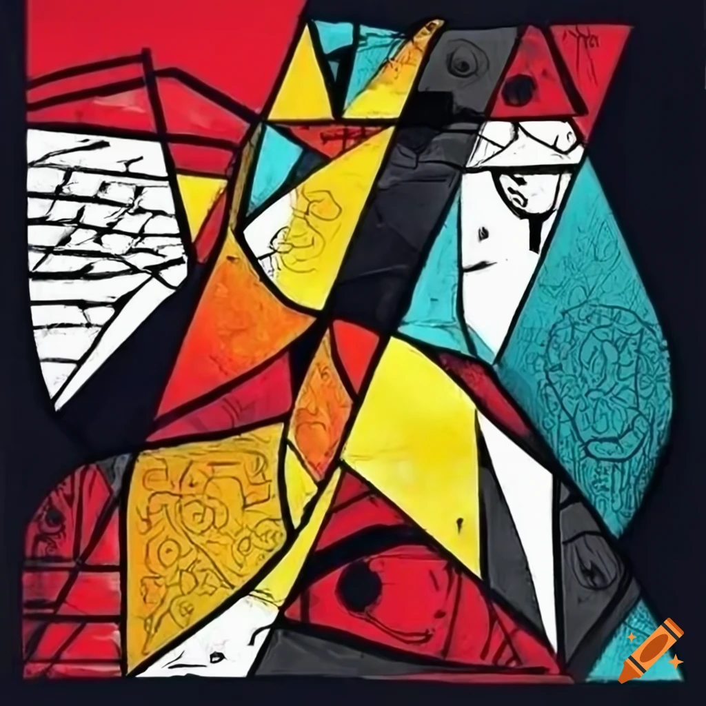 Black and white surrealistic cubist artwork