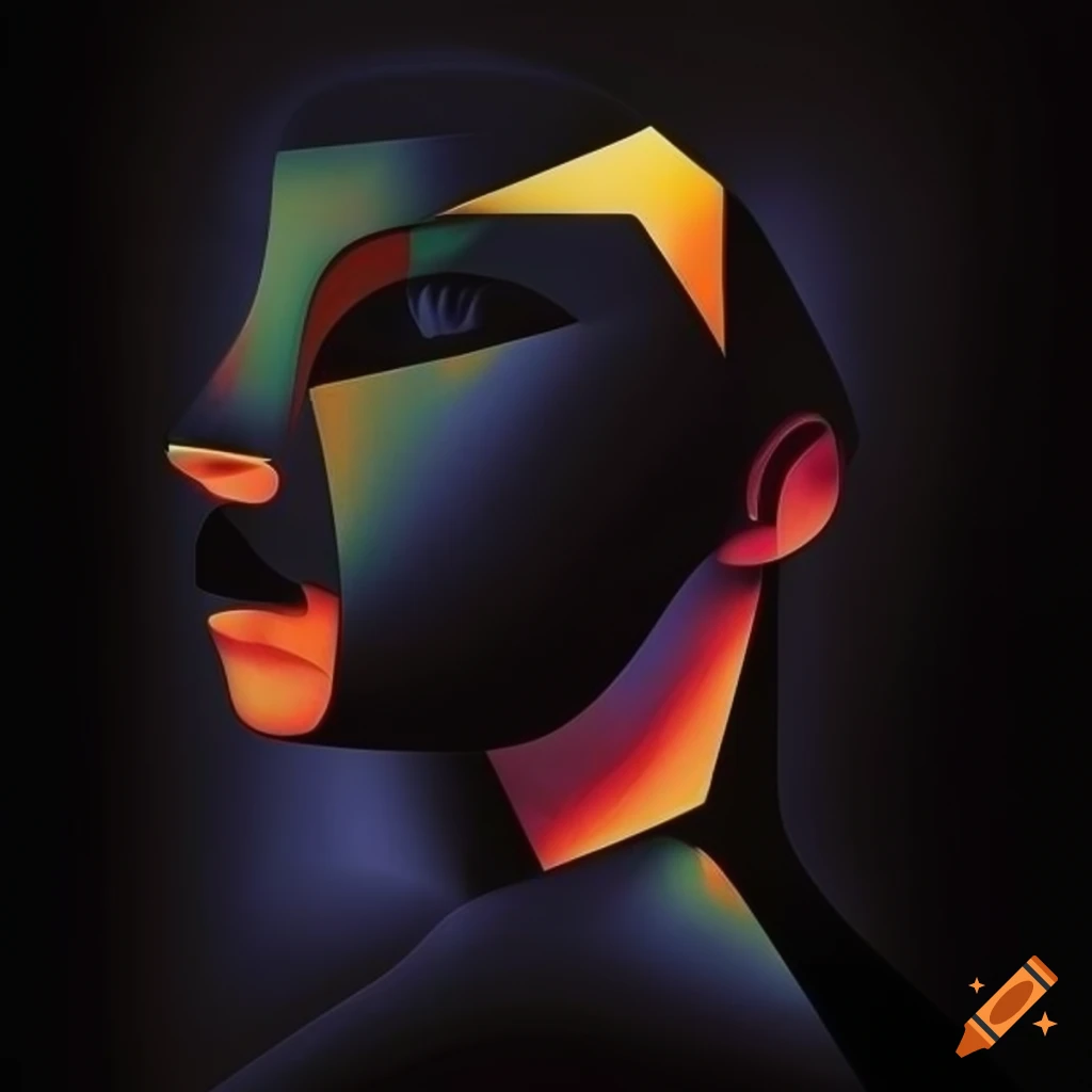 Surrealist cubist artwork with subtle colors and fine black lines on ...