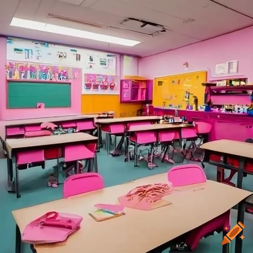 John henry in a pink-decorated 4th-grade classroom