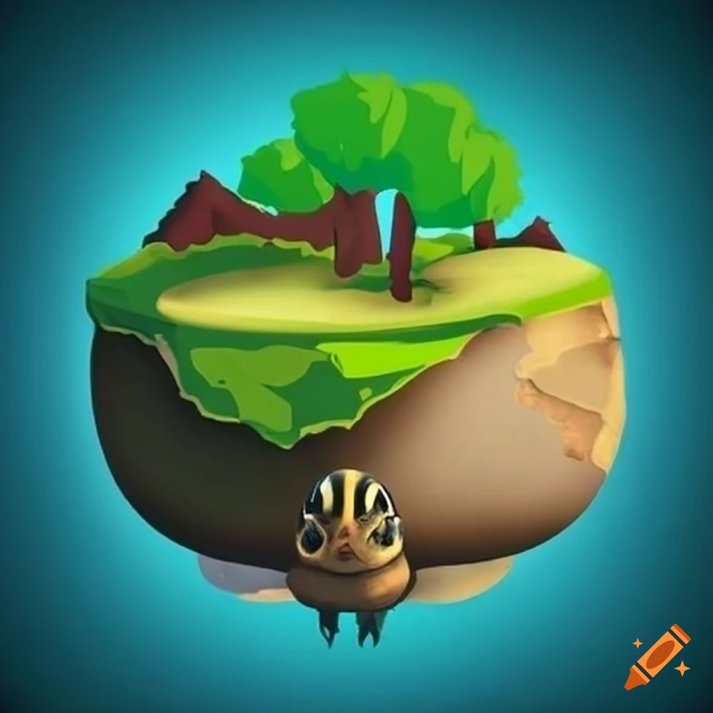 Turtle with an island shell on Craiyon