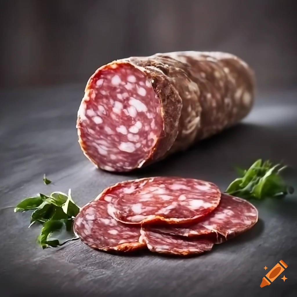 Mouthwatering homemade game salami on Craiyon