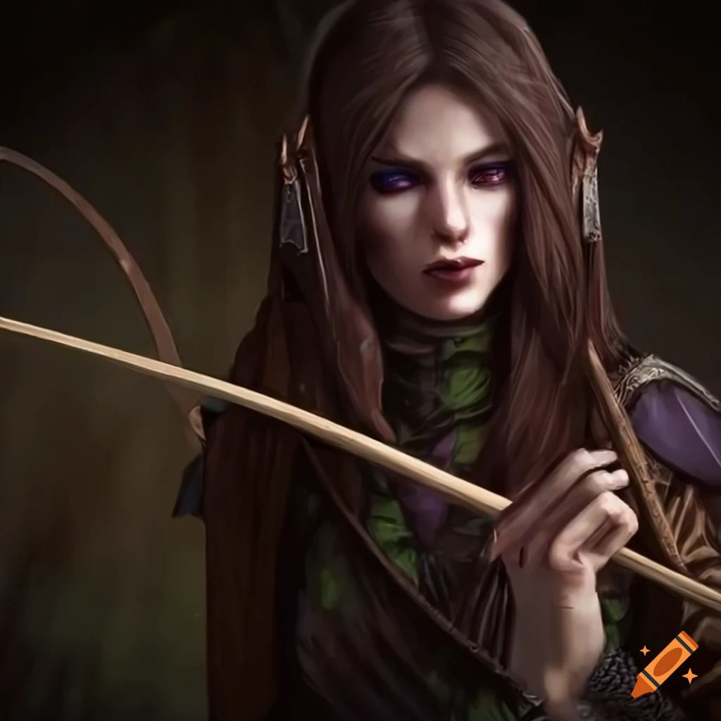 Illustration of a forest elf with a longbow