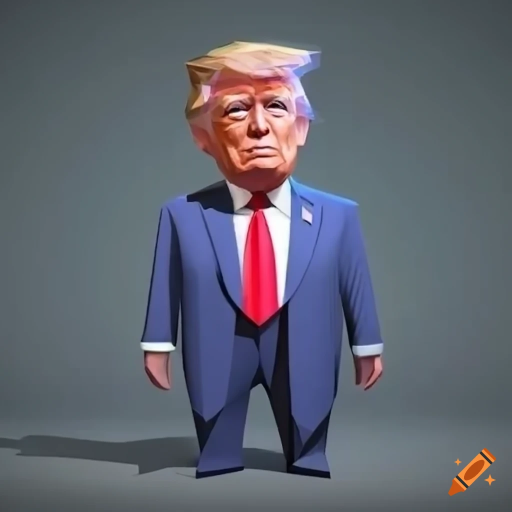 Low polygon 3d video game character of donald trump on Craiyon