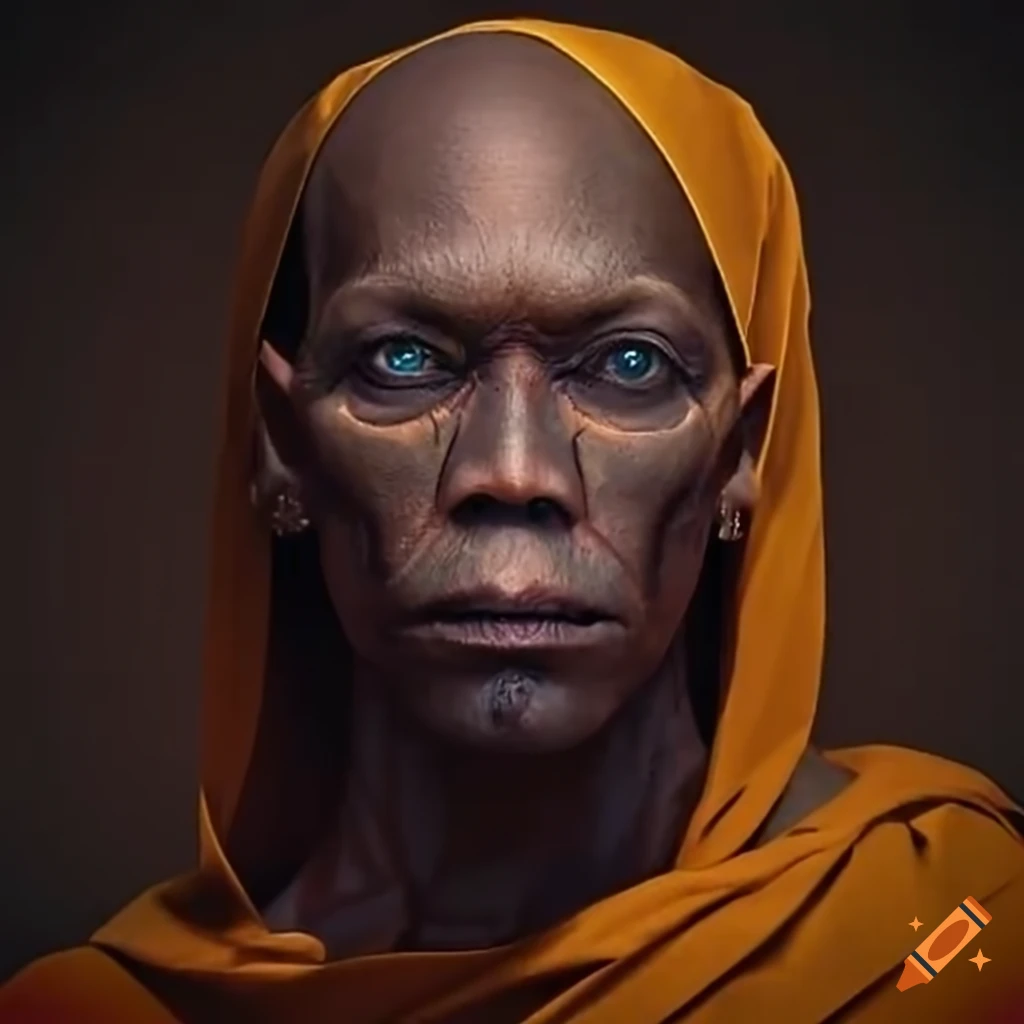 Character of a black man in monk's clothing