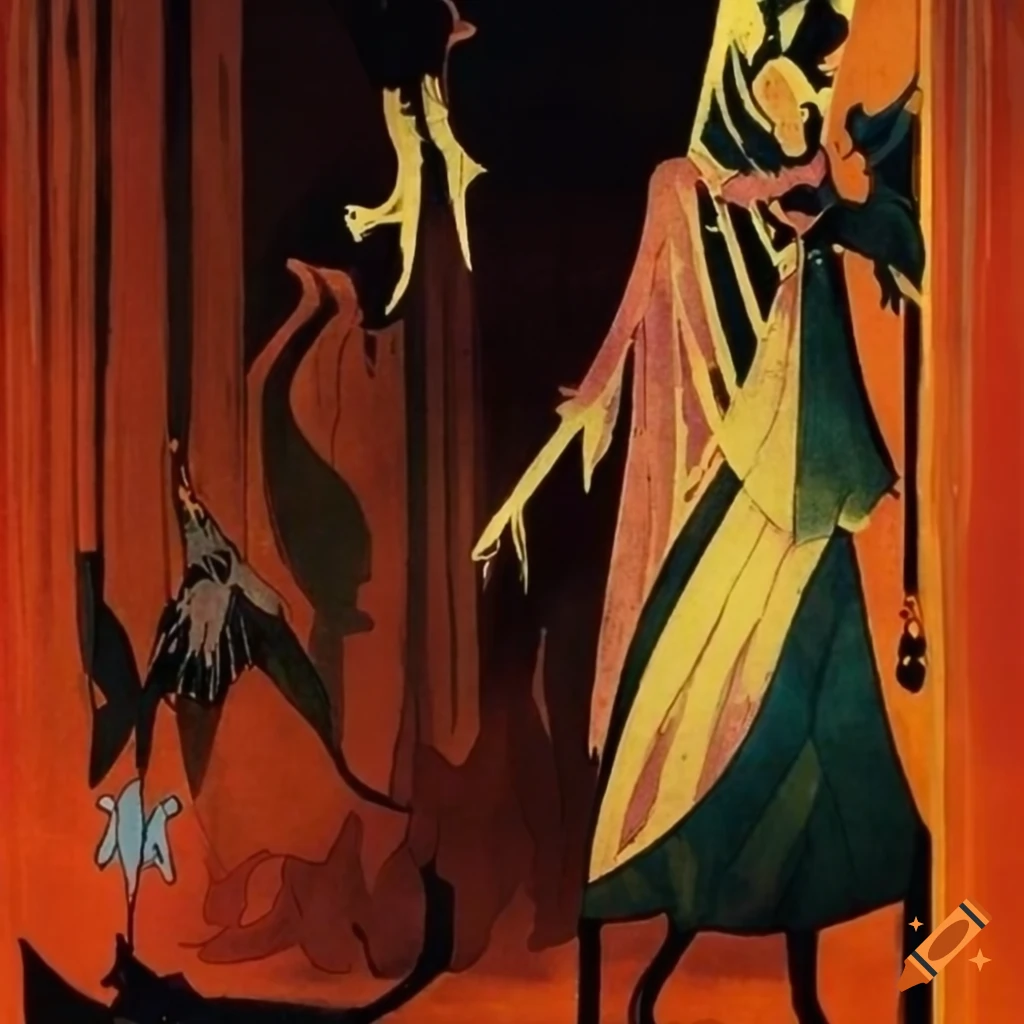 Illustration of a game enemy inspired by kay nielsen on Craiyon