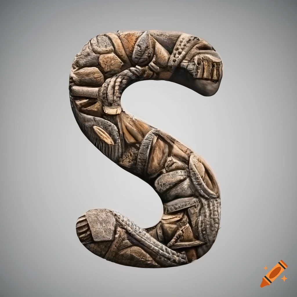 Ultra realistic stone letter "a" engraved with african masks on Craiyon