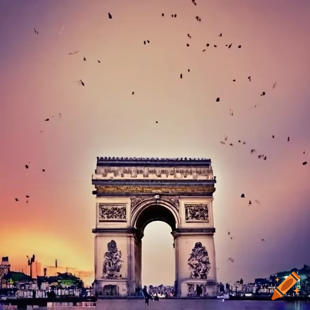 Romantic moment at the arc de triomphe