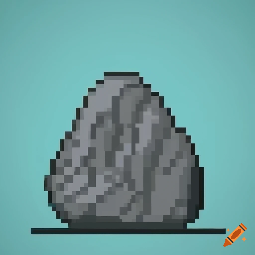 Detailed side view of moss-covered boulder in pixel art style on Craiyon