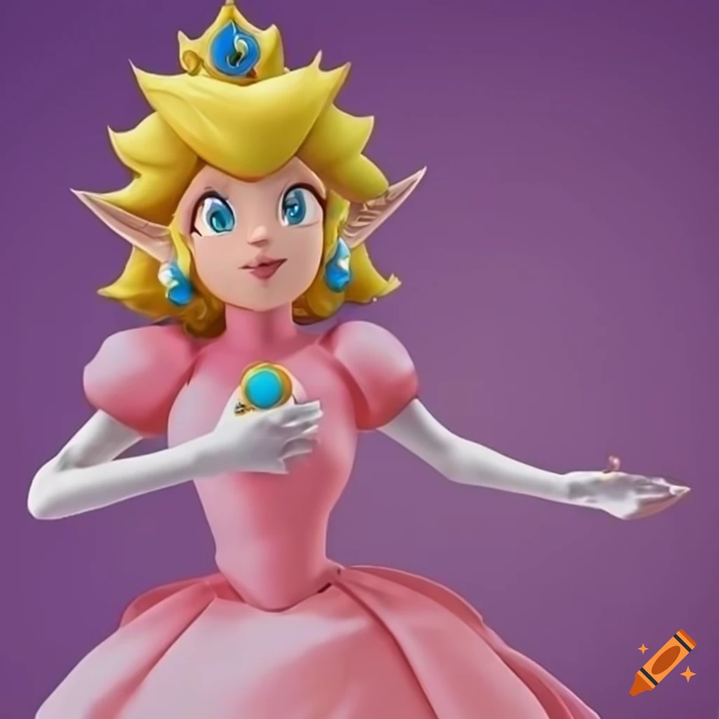 Cosplay of Princess Peach and Link in ballgowns on Craiyon