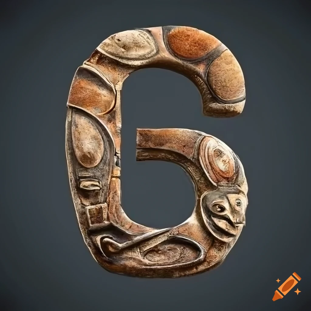 Ultra realistic stone letter a with african mask engravings on Craiyon