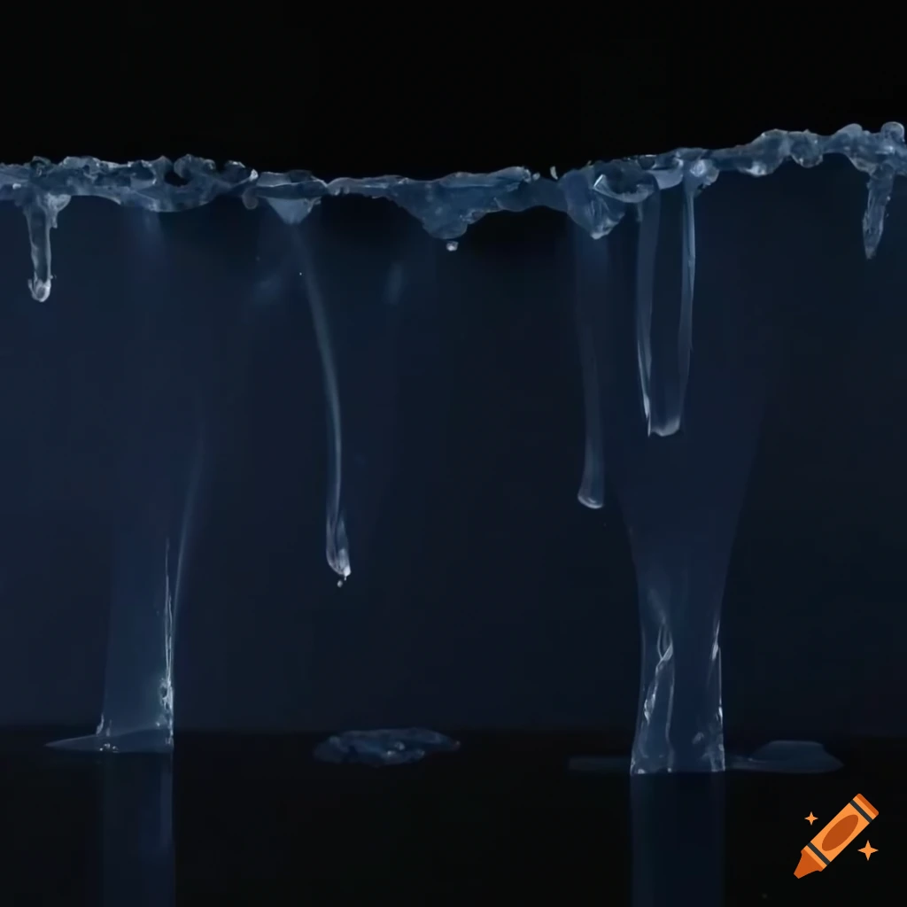 Artistic melting ice columns on black background on Craiyon