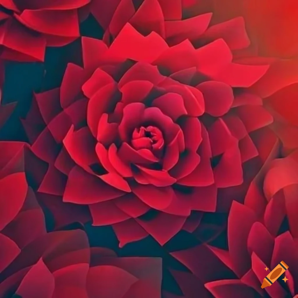 Geometric patterns on red flowers