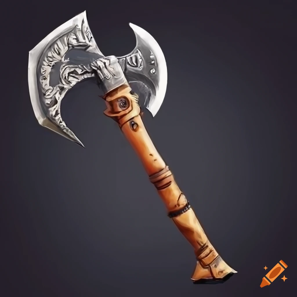 Realistic diamond axe with a sparkling pink gem handle on Craiyon