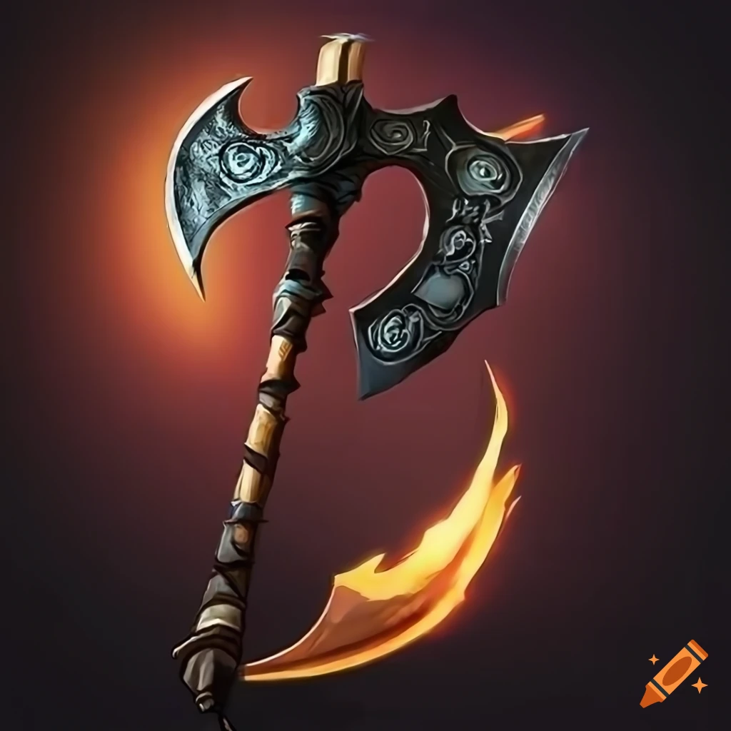 Image of an arcane axe on Craiyon