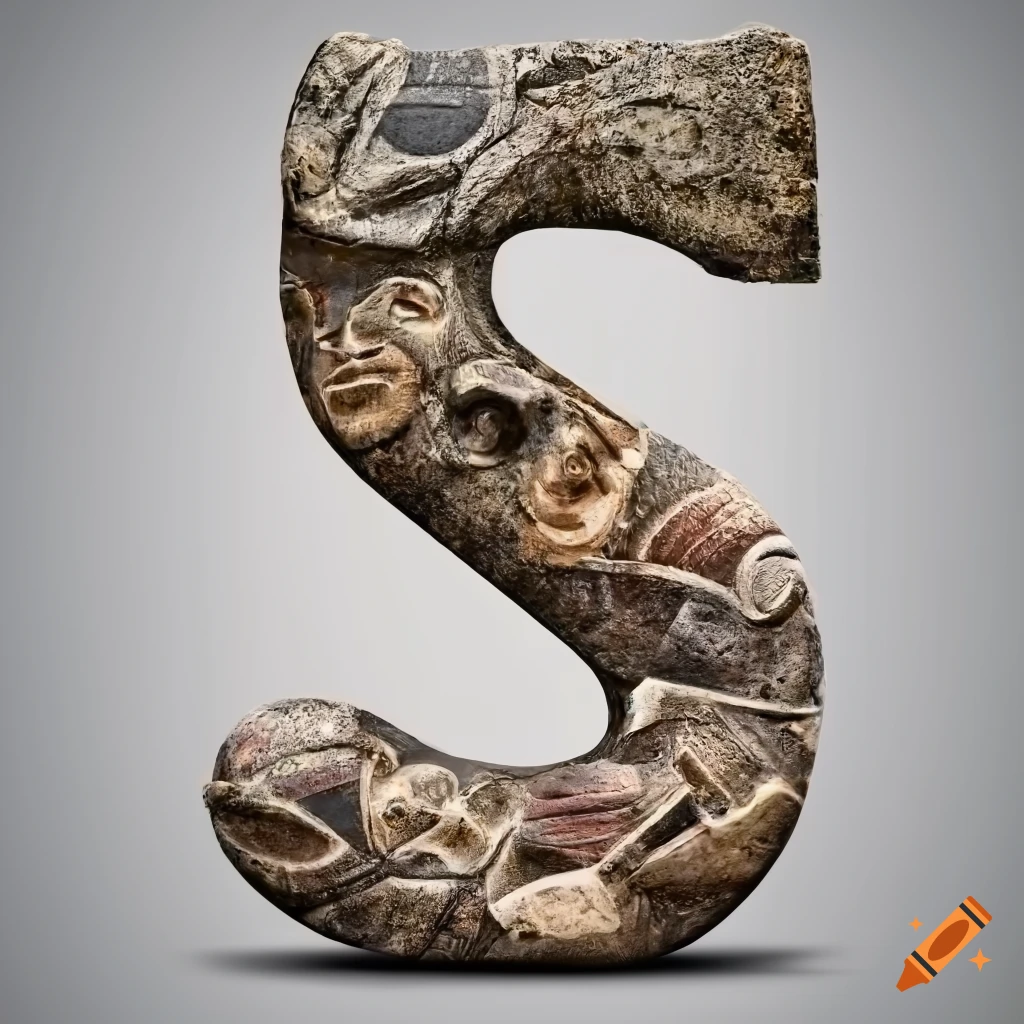 Ultra realistic stone letter "A" engraved with African masks on Craiyon