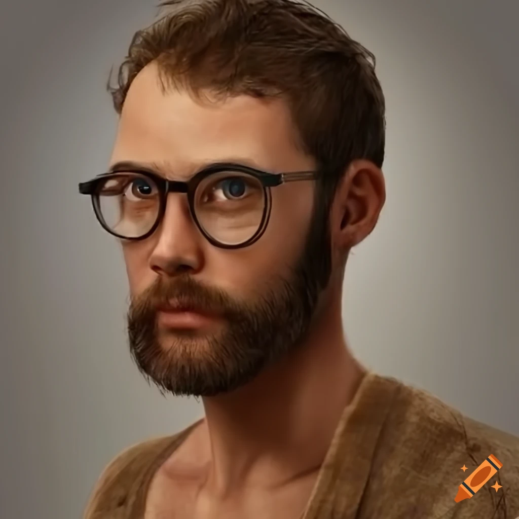 Portrait of a stylish man with a colorful hat and wooden glasses on Craiyon