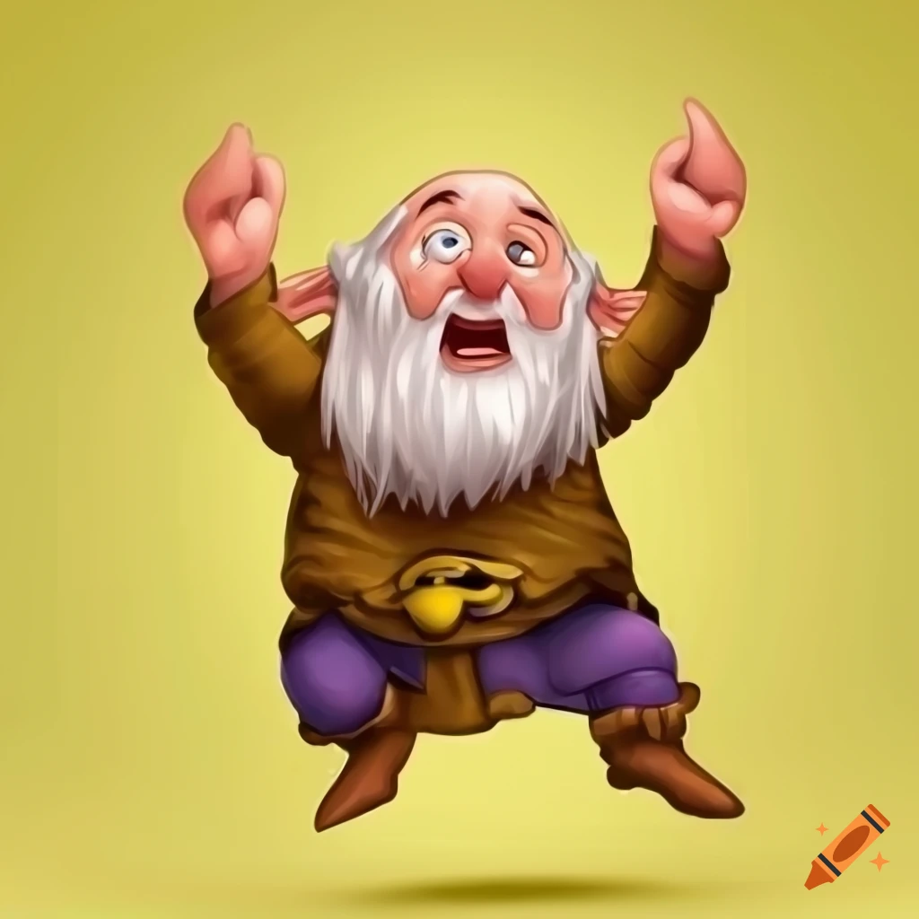 Cartoon dwarf in astonishment on Craiyon