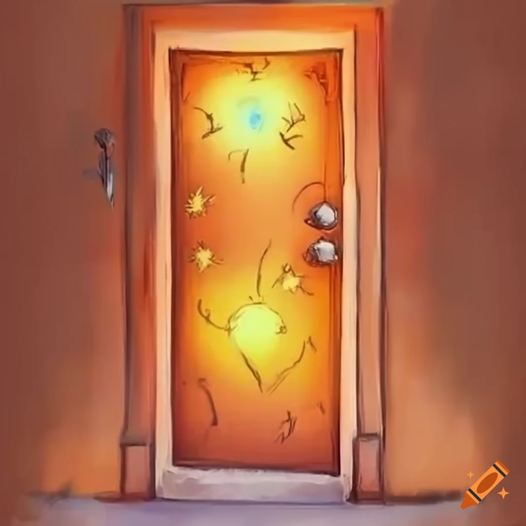 Glowing magic door with a person on Craiyon