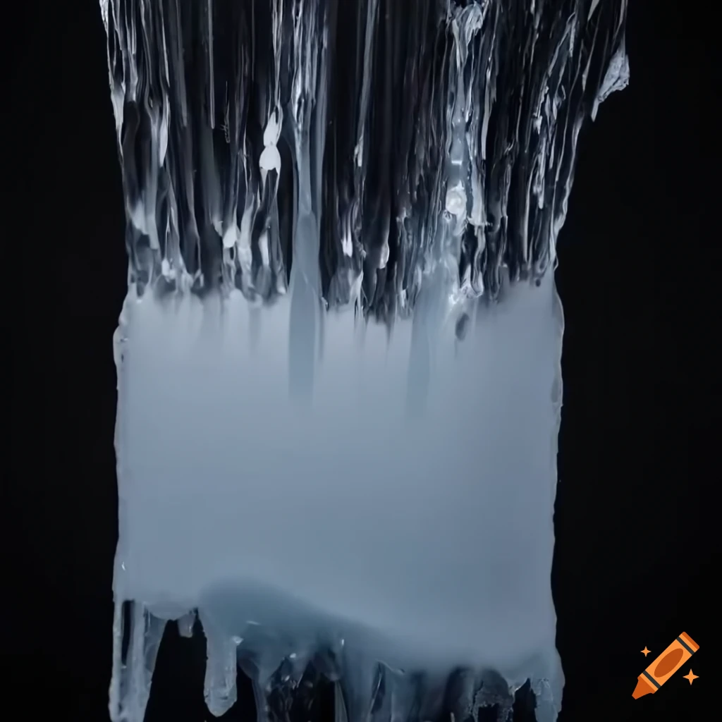 Columns of melting ice against black background