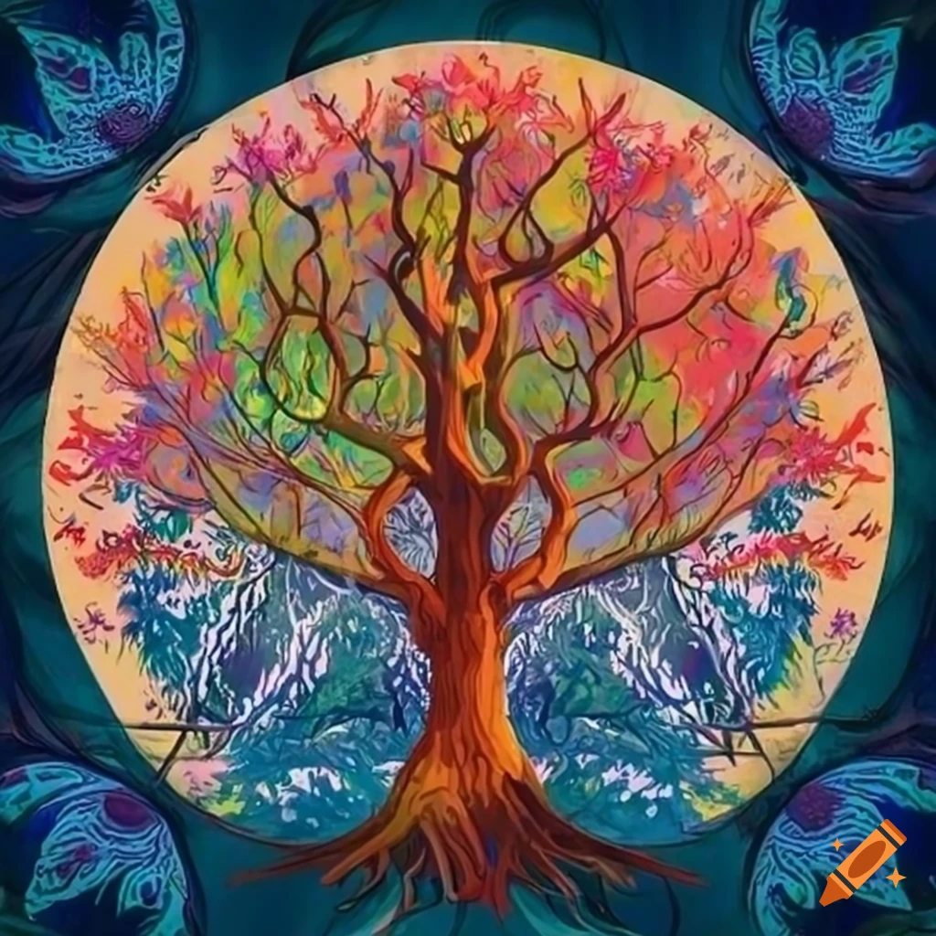 Majestic tree for a tolkien-style book cover on Craiyon