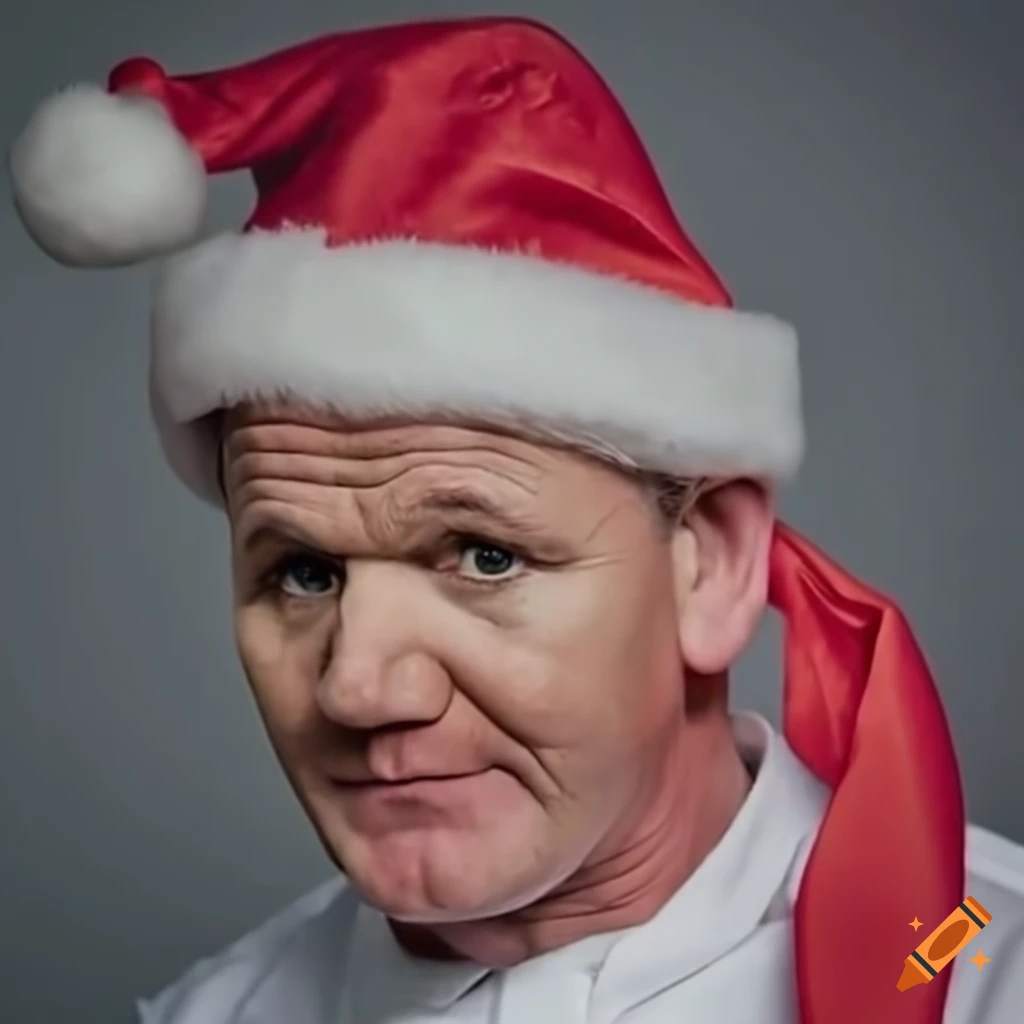 Gordon ramsay wearing a santa hat