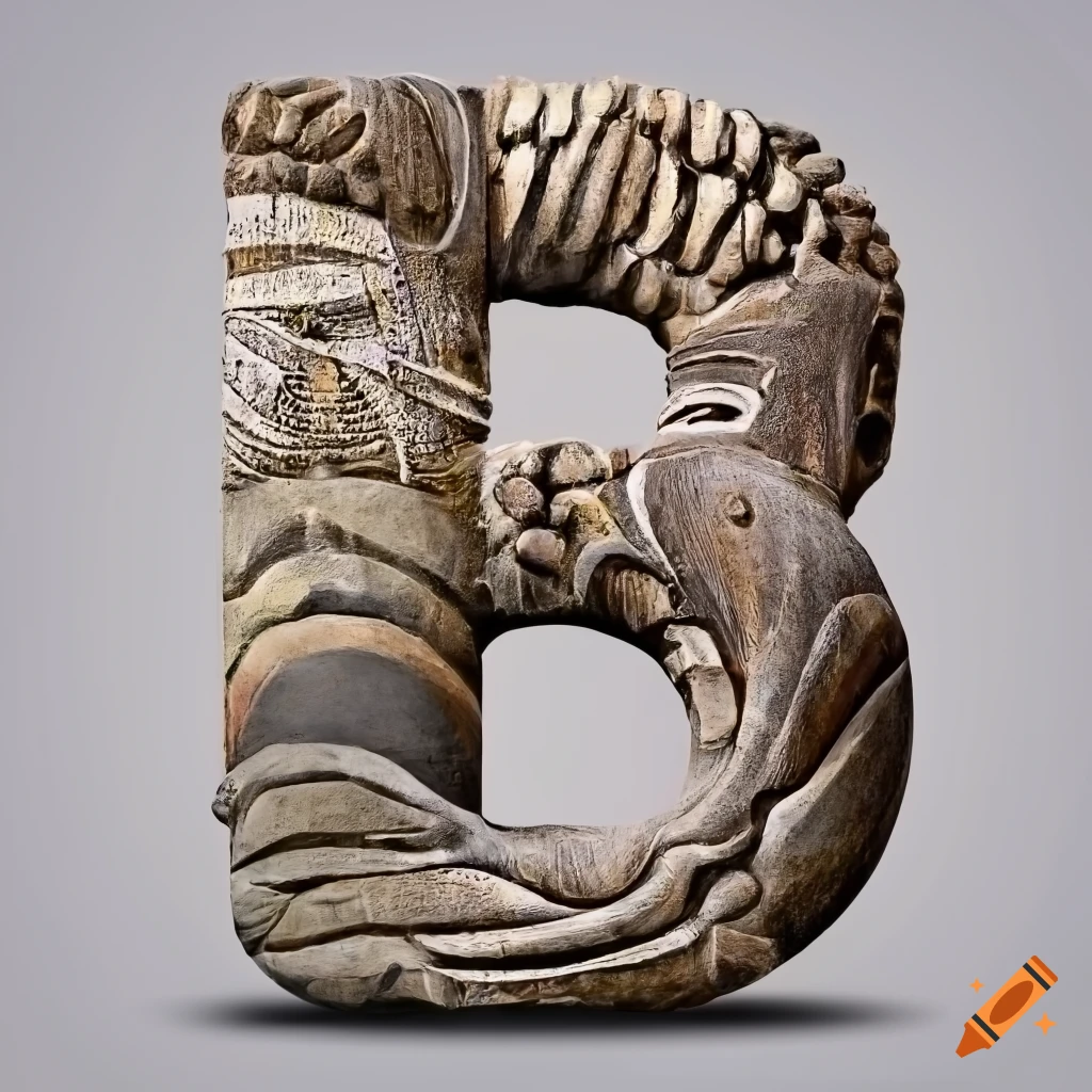 Ultra-realistic stone letter "A" with African masks on Craiyon