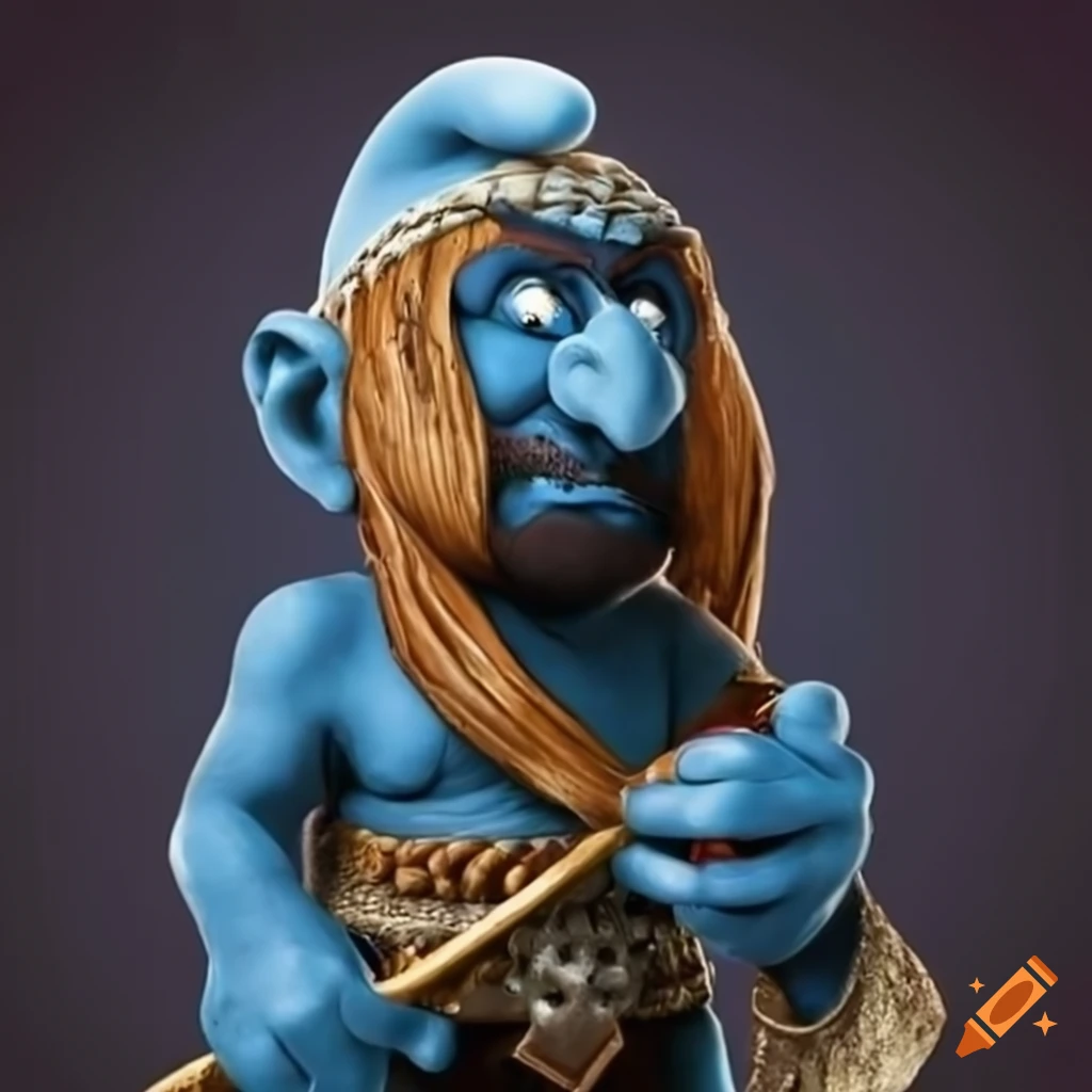 Image of a satirical character combining Klingons and Smurfs on Craiyon