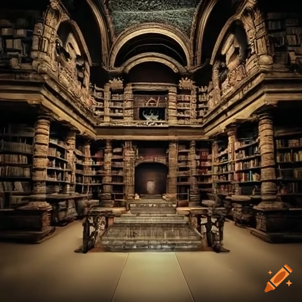 Image of a mysterious library with ancient manuscripts