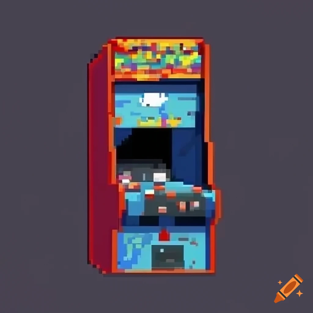 Retro arcade room in pixel art style on Craiyon