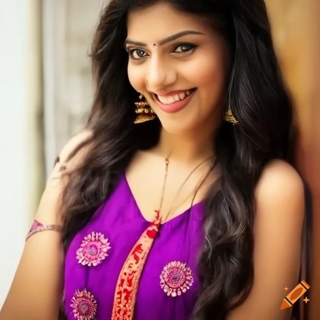 Portrait of a stunning young indian woman with a stylish haircut on Craiyon