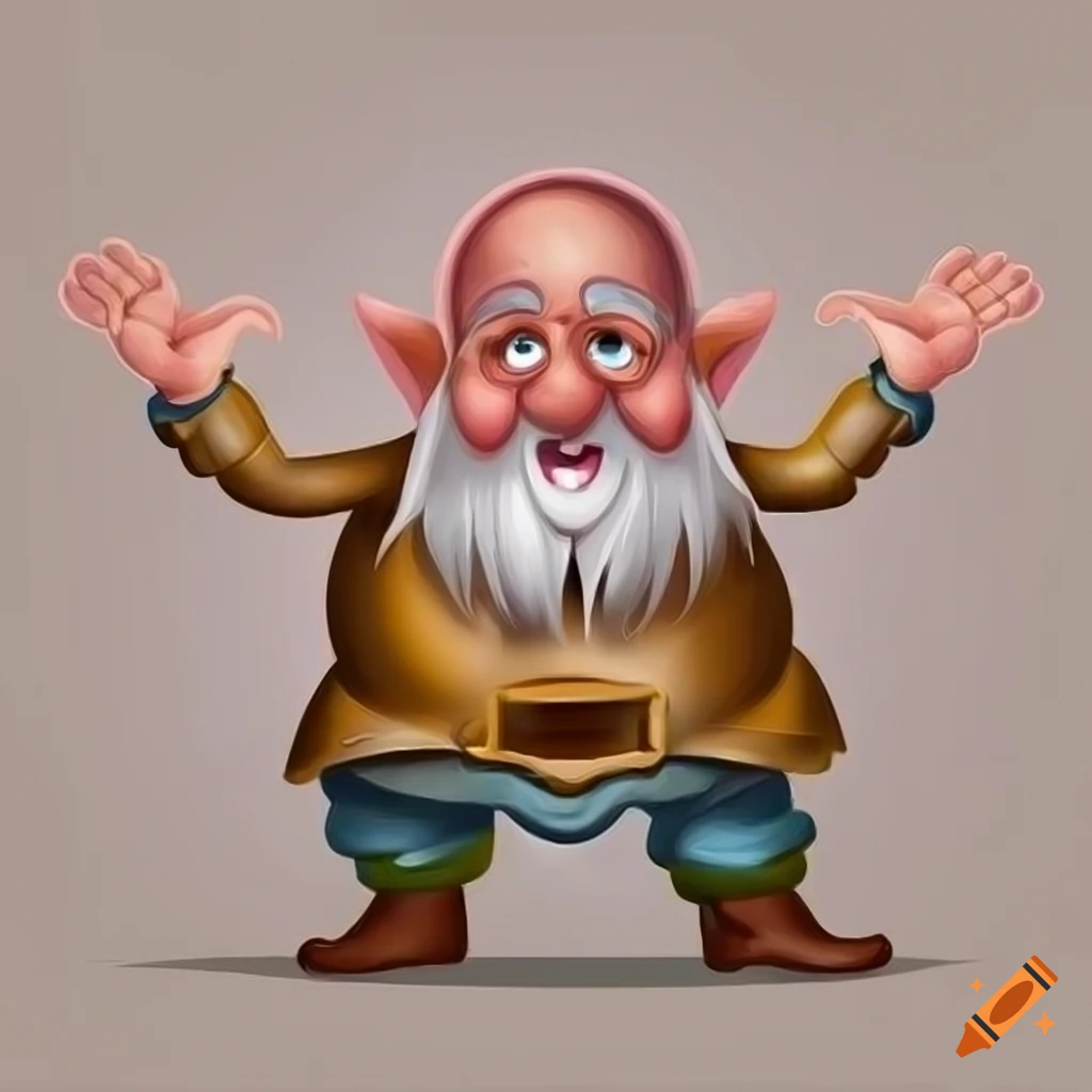Cartoon dwarf with wild hair screaming on Craiyon