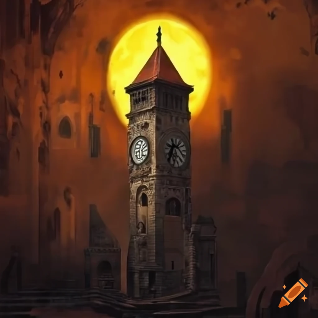 Ruined clocktower on Craiyon