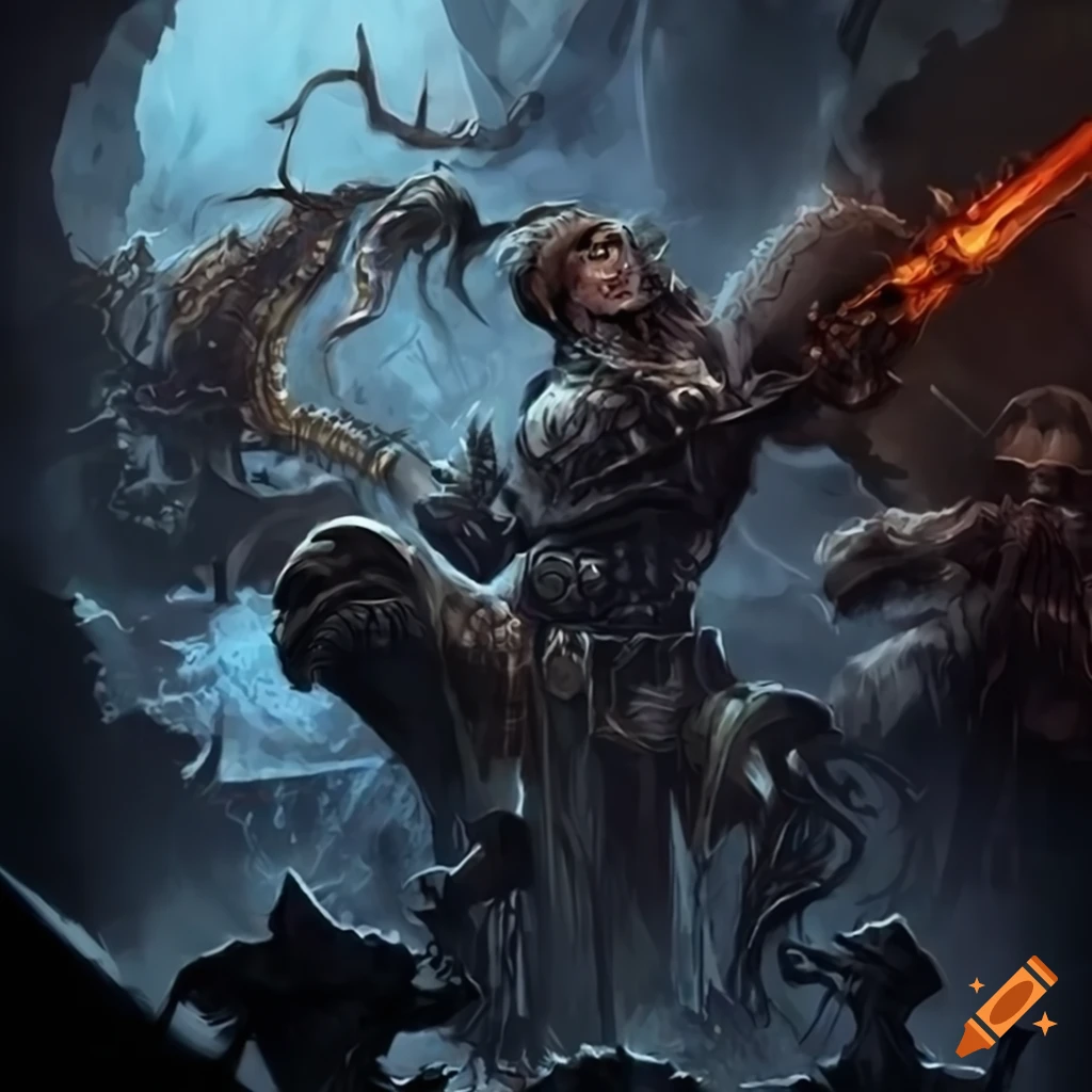 Illustration of two of swords and the chariot tarot cards on Craiyon