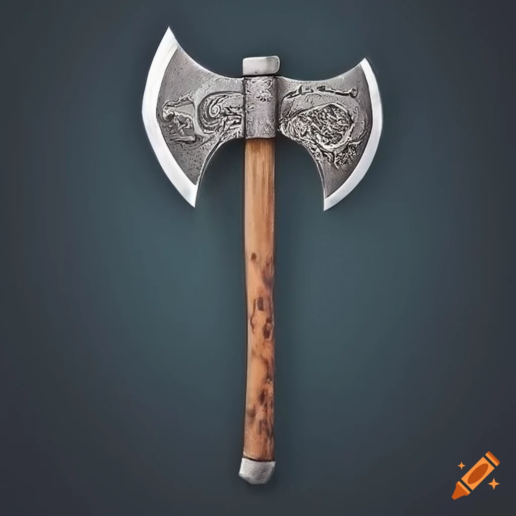 Holy battle axe with a divine glow and vine-covered hilt on Craiyon