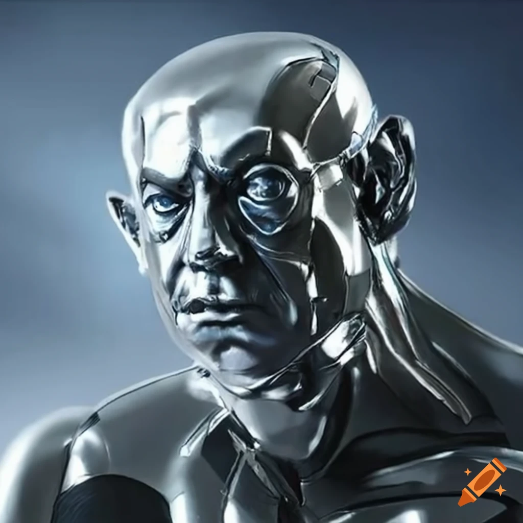 Satirical cosplay of benjamin netanyahu as silver surfer