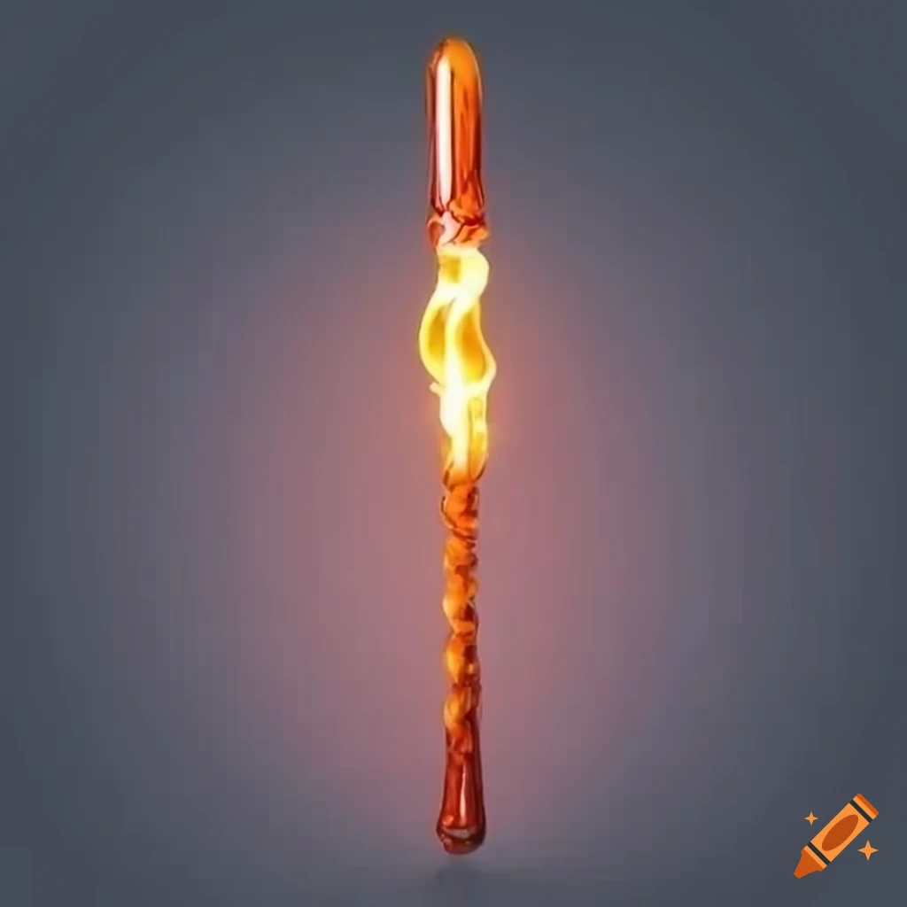 Glowing orange wizard's wand on white background