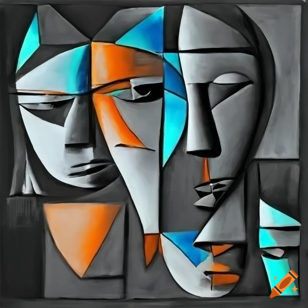 Black and white surrealistic cubism artwork on Craiyon