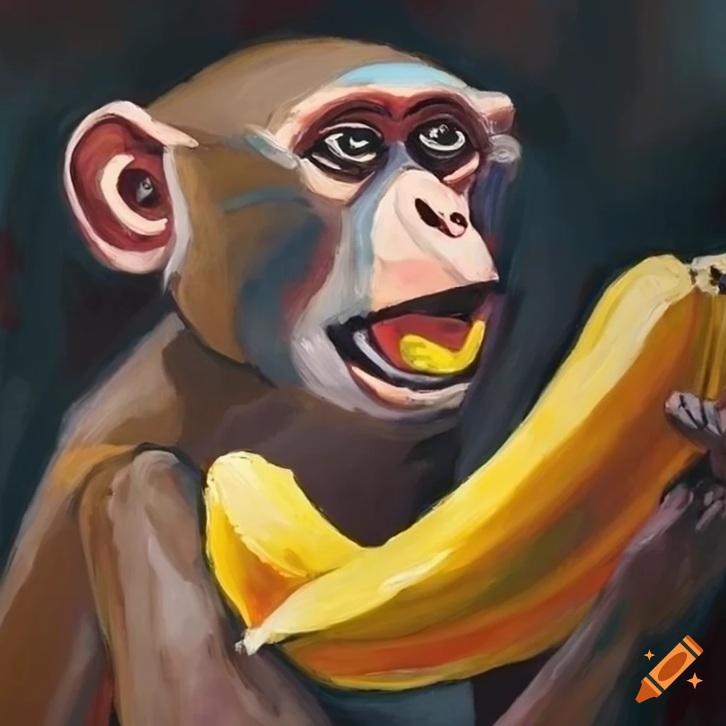 Picasso painting of playful monkeys with bananas on Craiyon