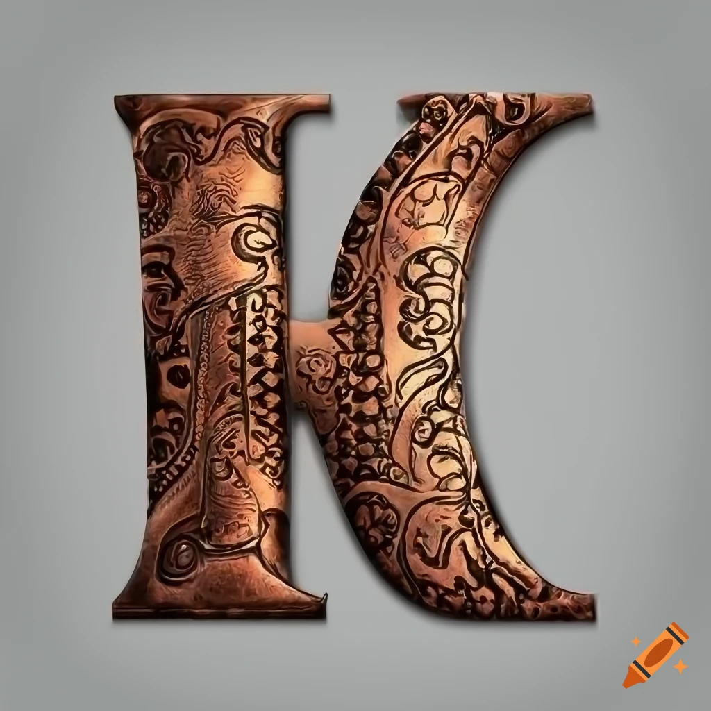 Copper and brass letter A with African motifs on Craiyon