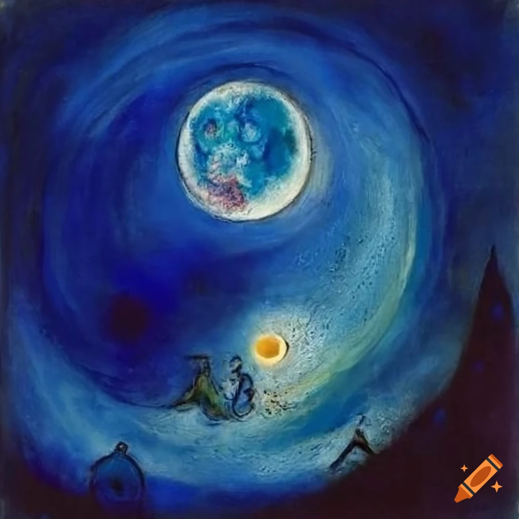 Moon and Venus Star in Marc Chagall's style on Craiyon