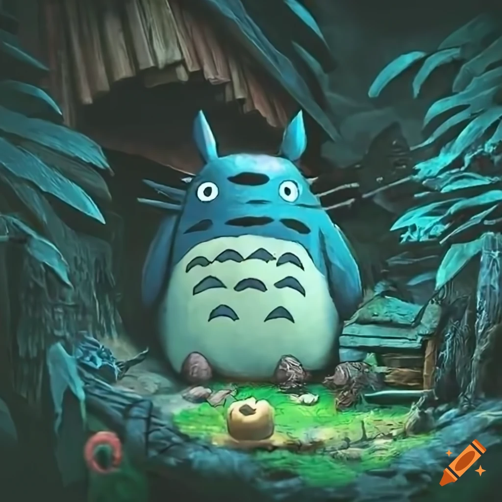 Totoro blade runner inspired video game diorama on Craiyon